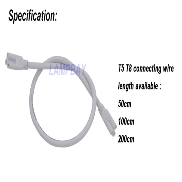 T5 T8 Connecting Cable 30cm 50cm 100cm 150cm 200cm 3-pin socket Wire ...