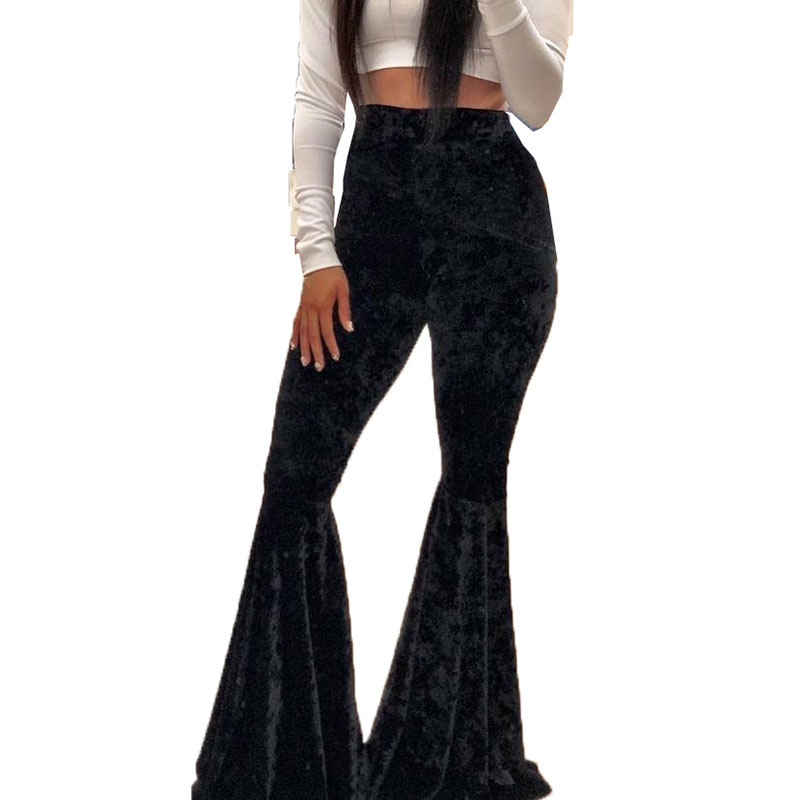 Gold Velvet Candy Color Flared Pants