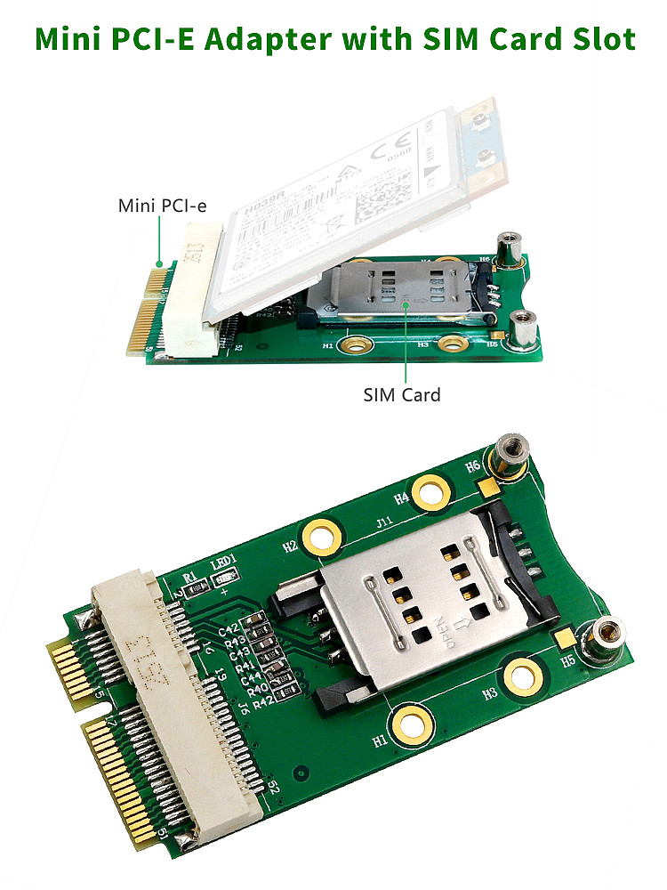 XT-XINTE Mini PCI-E Adapter Card mPCIe with SIM Card Slot for 3G 4G Module USIM Card Slot ...