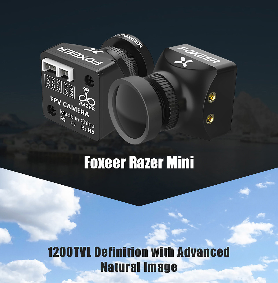 Foxeer Razer Mini HD 5MP 2.1mm M12 1200TVL PAL NTSC 4'3 16'9 FPV Camera ...