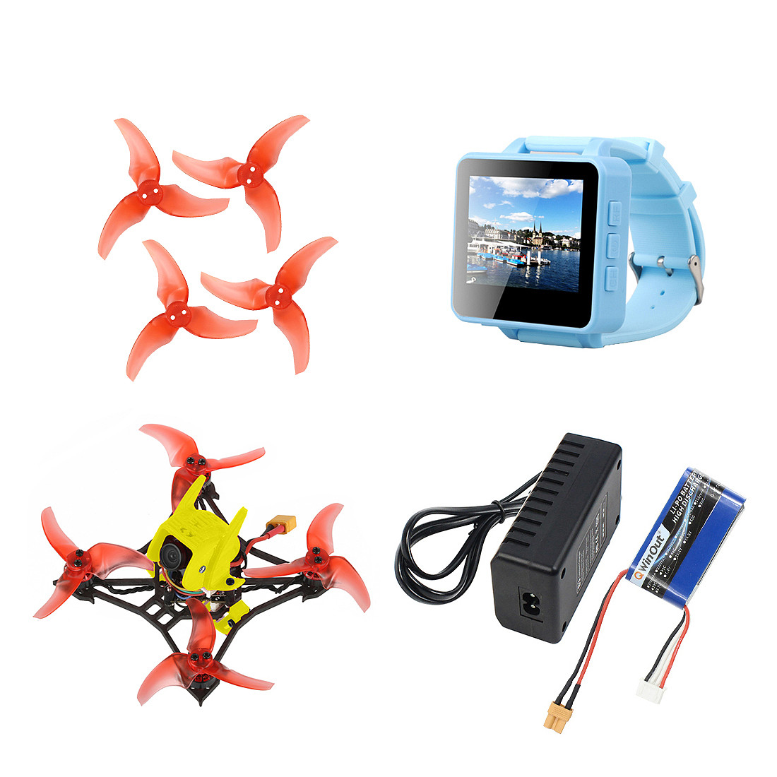 QWinOut T100 Indoor FPV Racing Drone Kit 2-4S DIY RC Drone with ...