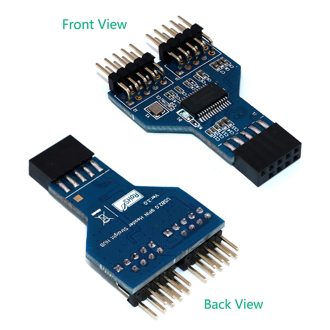 XT-XINTE 9 Pin USB Header Female 1 to 2 Male Board 9-Pin USB HUB USB 2. ...