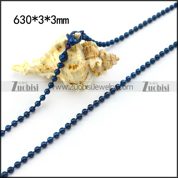 Blue 3MM Round Ball Chain n001524 - Zuobisi Jewelry