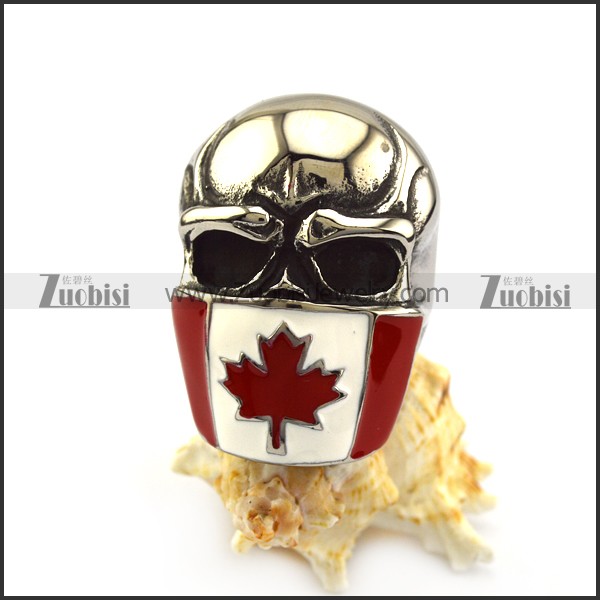 Canada Flag Skull Ring r004972 - Zuobisi Jewelry