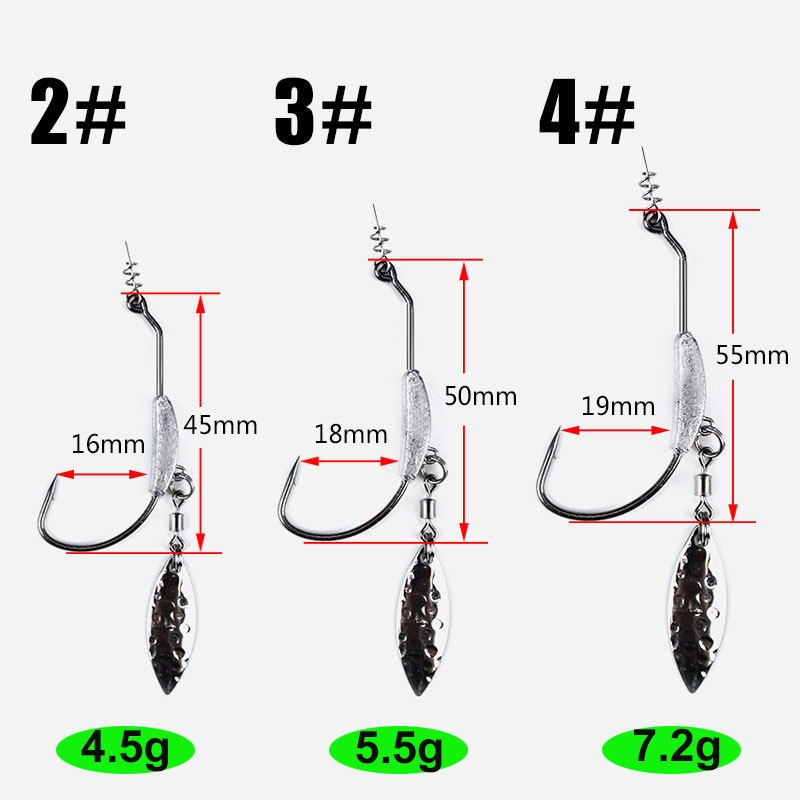 Jig Hook Swim Blade Jighead 4.5g 5.5g 7.2g Lead Jig Head Hooks Weighted ...