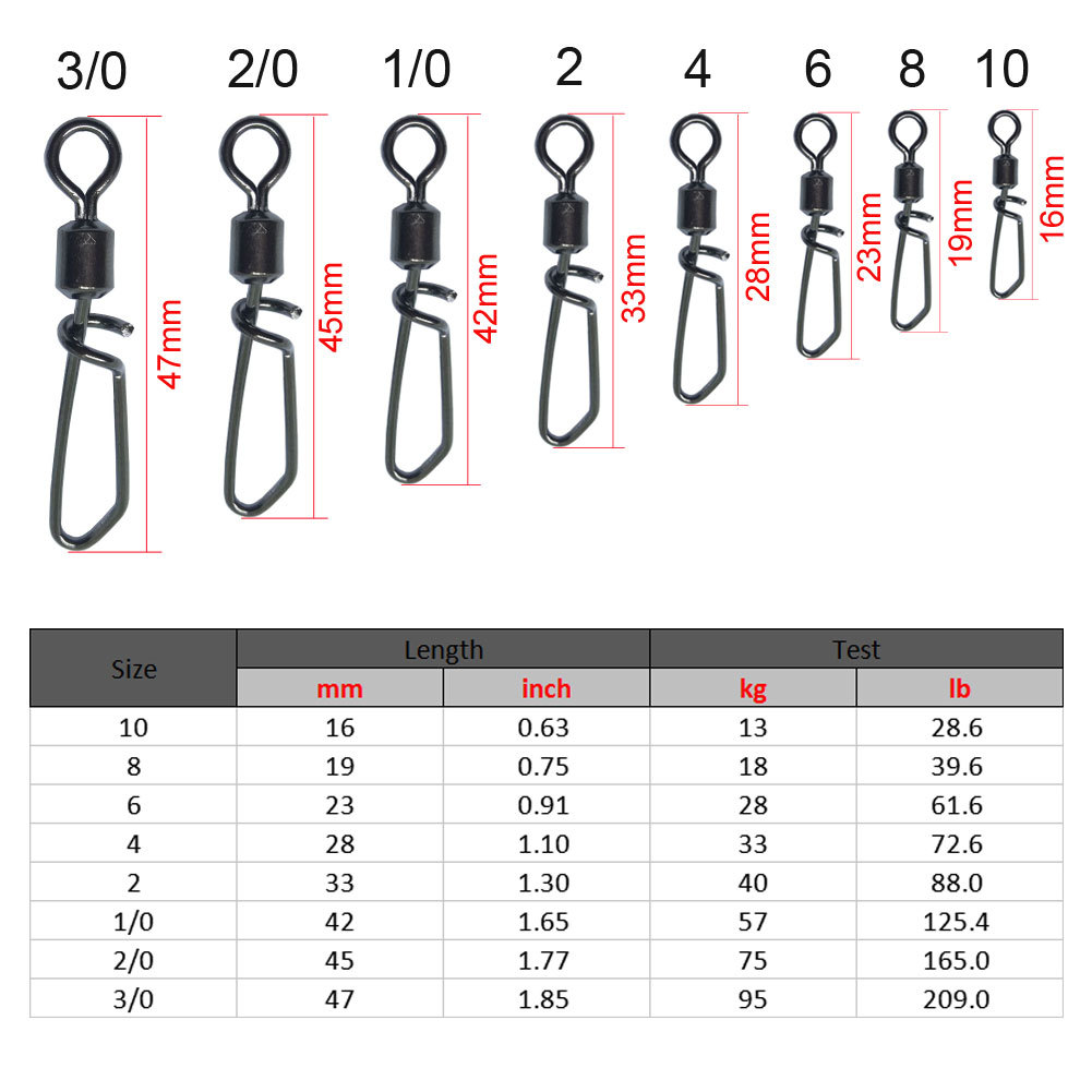 Fishing Rolling Swivel with T Shape Snap Fast Fishing Swivels Bass ...