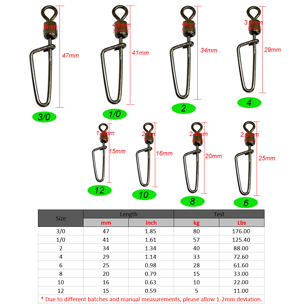 fishing swivels swing coast lock snap,Rated from 18 LB to 126 LB