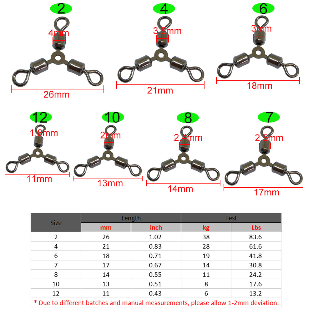 3 Way Fishing swivels O shape rolling swivels