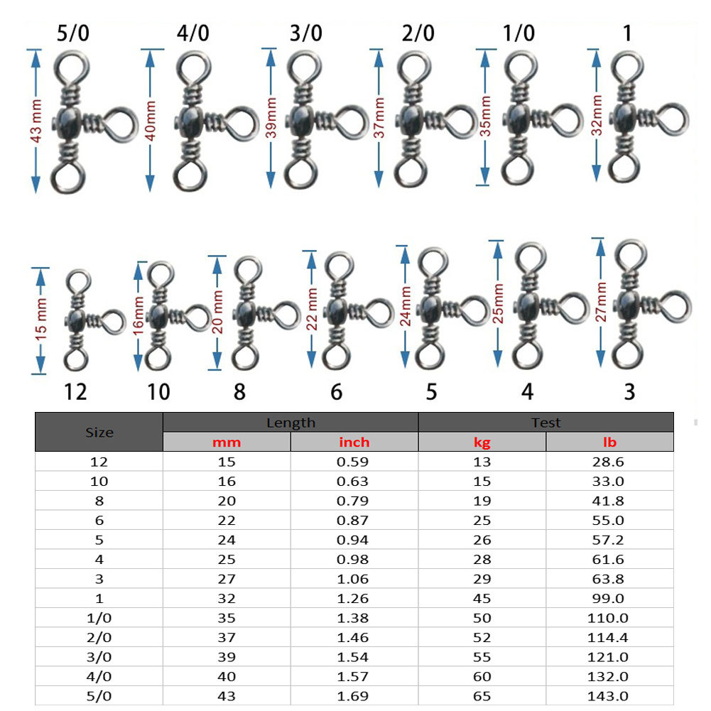 3 Way Fishing Barrel Swivel Saltwater fishing Cross line Swivels ...